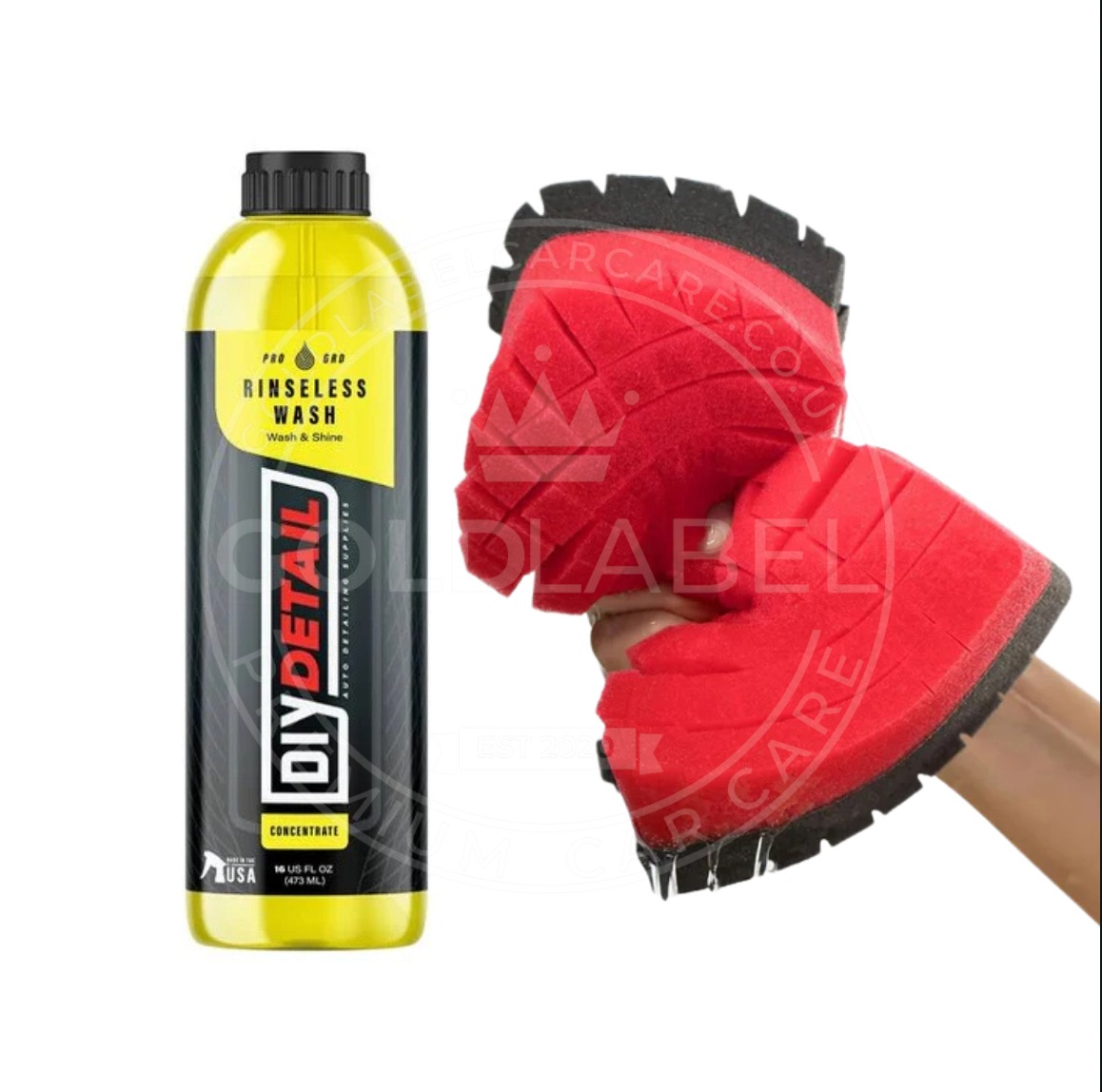 DIY Detail Rinseless Wash V2 16oz & Legacy Sponge Combo — Gold Label ...